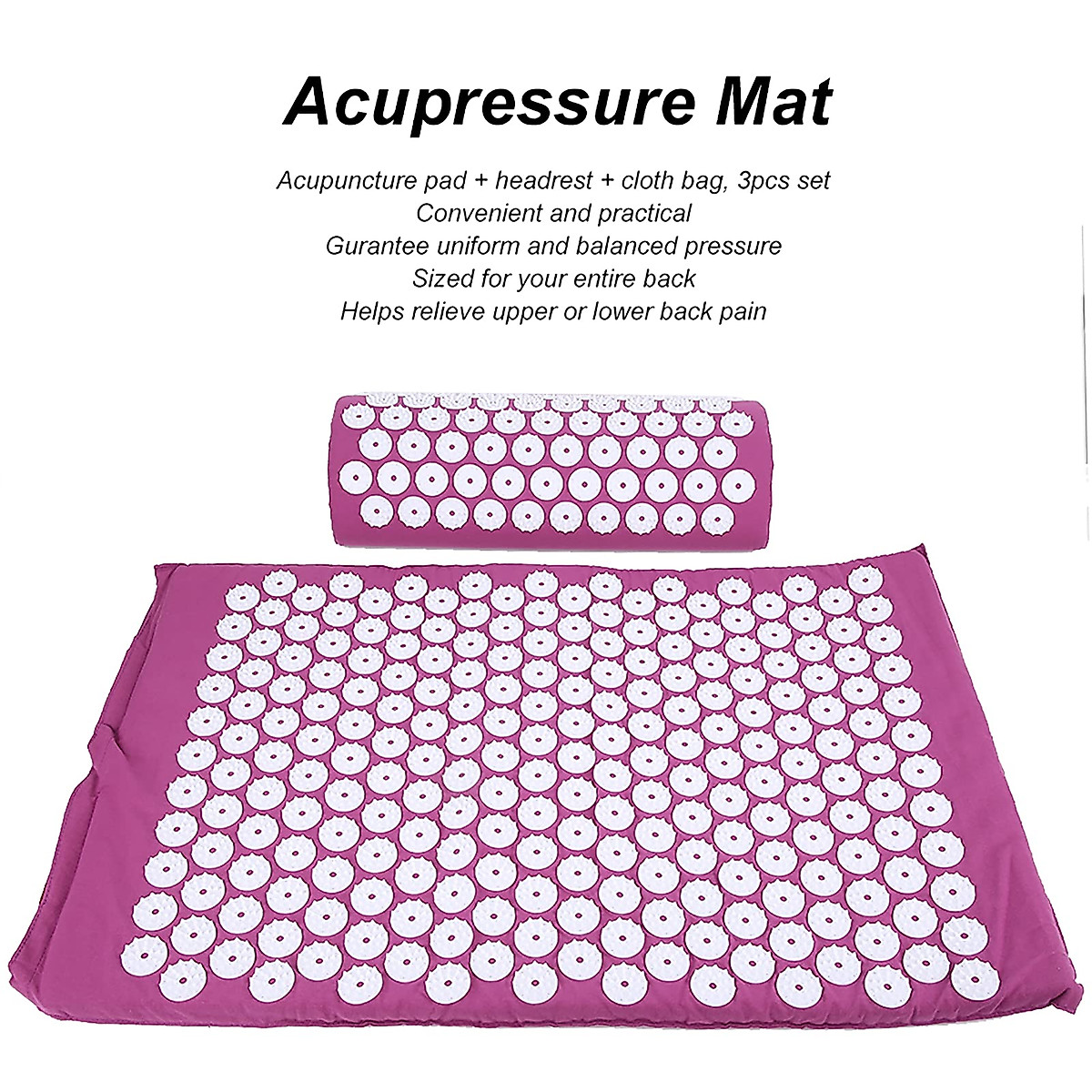 GLOGLOW Gymnasium Exercise Mats, Acupressure Mat Pillow Set Massage Yoga Pad Mat with Carry Bag()