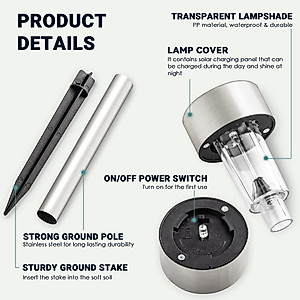 GIGALUMI Solar Lights Outdoor Waterproof, 20 Pack, Stainless Steel LED Solar Garden Lights for Patio, Lawn, Yard and Landscape, Garden Decor Patio Decor, Cold White