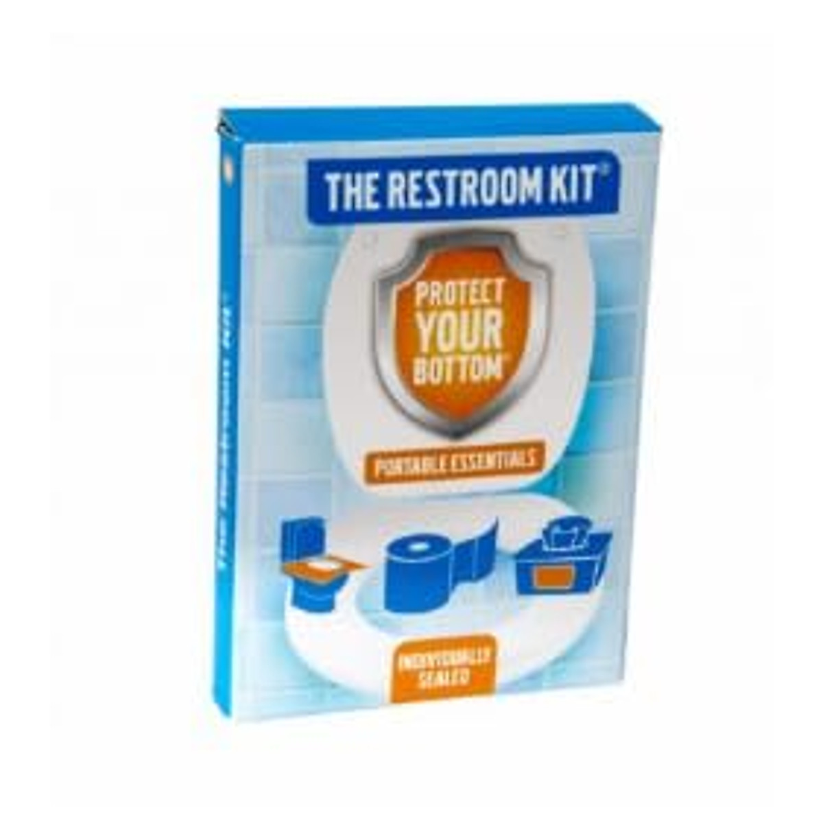 The Restroom Kit Great for travel (12-Pack) Portable Disposable Oversized Toilet Seat Cover, 3ft 3Ply Toilet Paper, Hand & Flushable Tush Wipe.