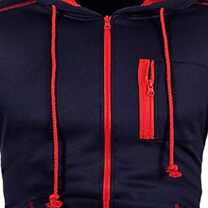 Maiyifu-GJ Men's Full Zip Casual Hoodies Long Sleeve Fleece Sports Hoodie Lightweight Hooded Sweatshirts with Zip Pockets (Dark Blue,Medium)