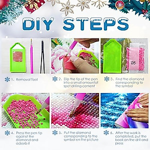 Clothmile Blue Christmas Tree Diamond Art Kit for Adults, Beginners, and Kids - Round Full Drill DIY Gem Art for Xmas Home Wall Decor