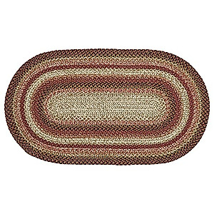 VHC Brands Ginger Spice Rug with PVC Pad, Jute Blend, Oval, Orange Red Tan, 27x48 inches