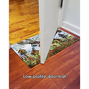 Toland Home Garden 800242 Poppies and Birdhouses Summer Door Mat 18x30 Inch Welcome Outdoor Doormat for Entryway Indoor Entrance