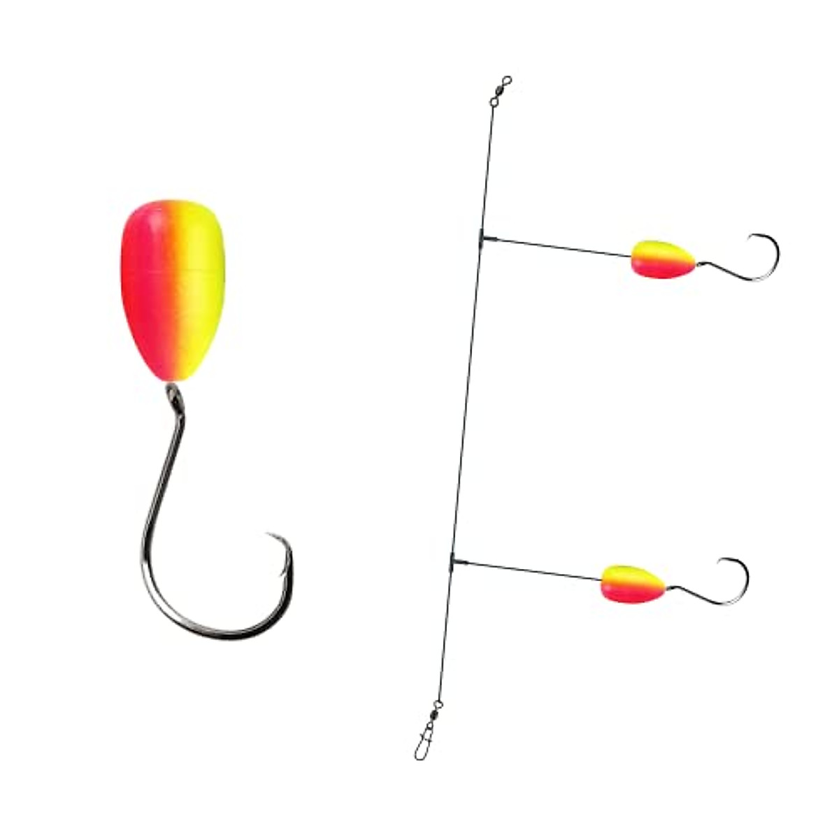 3 Pack '#1' Pompano Rig Surf Fishing Hi-Lo Double Drop Hand-Tied 25LB Mono (Pink/Yellow)