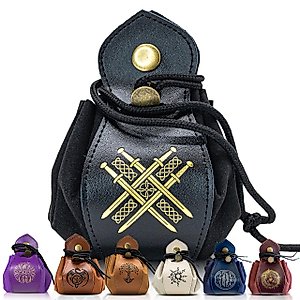 Guilt Free Gaming Genuine Leather RPG Bag | Foil Stamped | Holds 70 Dice | Great for Coins | Timeless Style | Great for DMs and Players