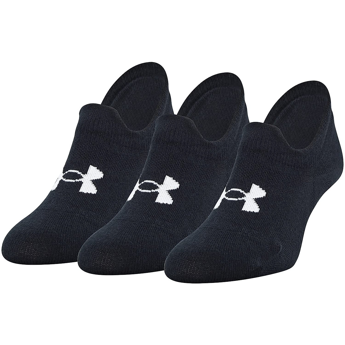 Under Armour Adult Essential Ultra Low Tab Socks, Multipairs , Black (3-Pairs) , Large