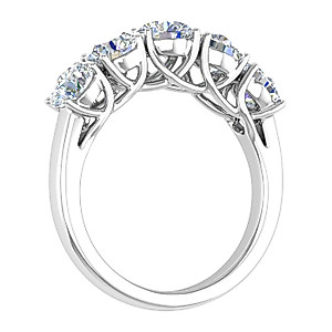 2 Carat 5-Stone Diamond Wedding Band Ring in 14K White Gold (Ring Size 5.5)