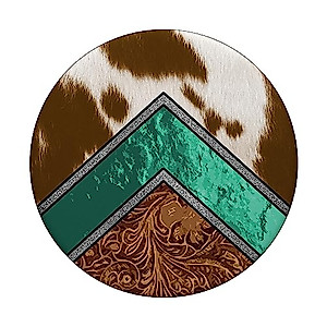 Cowhide Turquoise Brown Pattern Cool Cow Animal Print PopSockets Swappable PopGrip