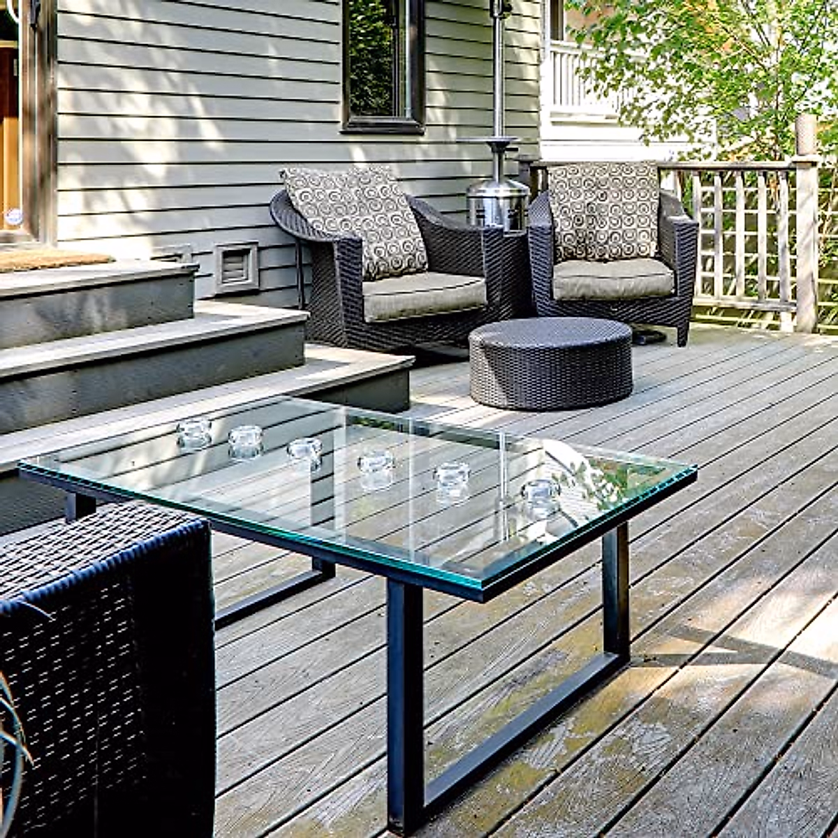 Fab Glass and Mirror Clear Tempered Top 24"x48" Rectangle 1/2" Thick with Flat Edge Radius Corner Replacement Dining, Coffee, Patio Table, Tabletop Protectors by Fab Glass, 24" X 48"