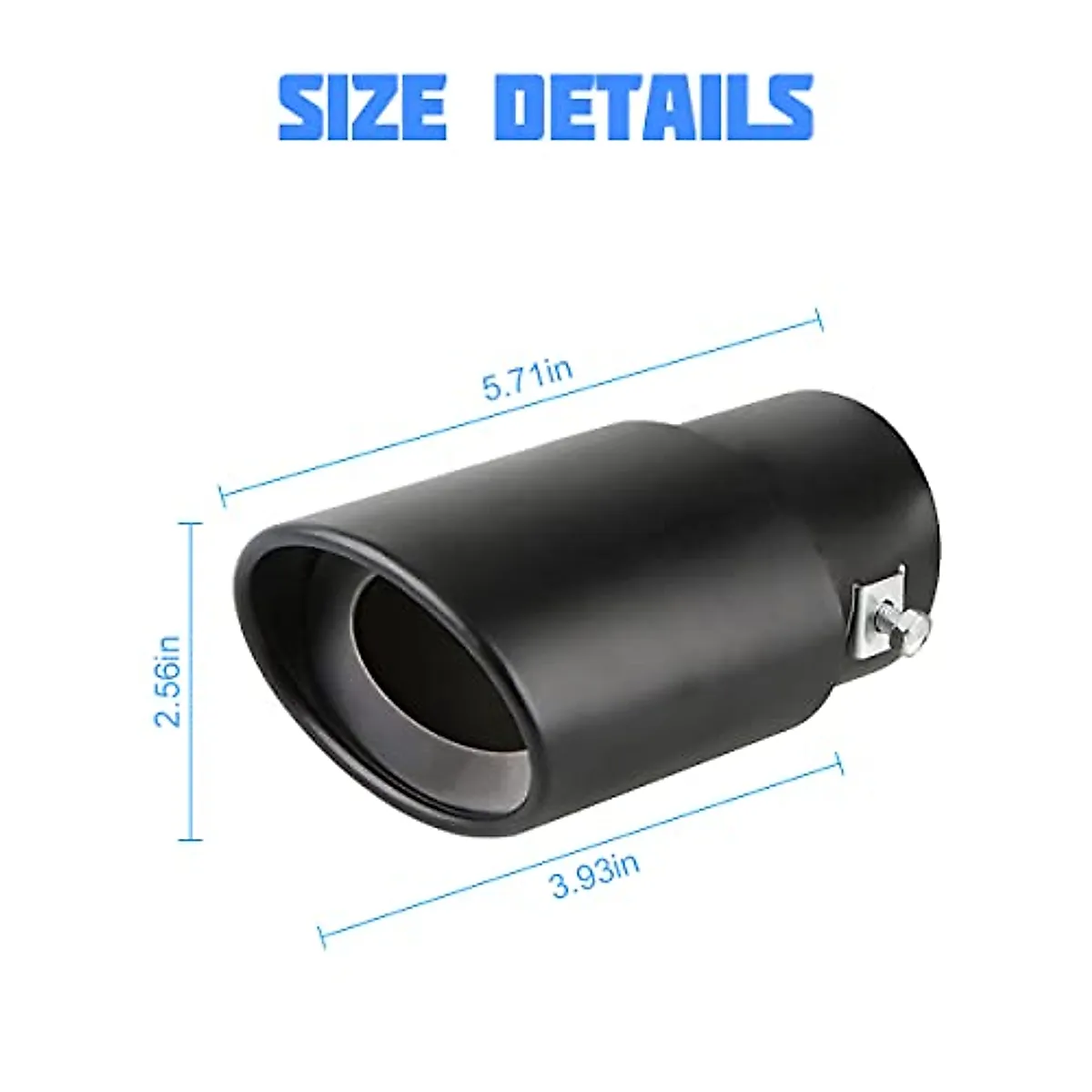 Exhaust Tips Stainless Steel, Car Exhaust Tail Muffler Tip Pipes Muffler Modification, Inlet 2.5" Outlet 3.2" Polished Finished Tail Pipe, Auto Replacement for Most Cars Sedans Trucks (Black/Straight)