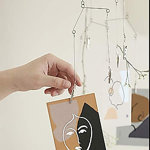 Yeyo Floating Hanging Clip Photo Display Mobile Decor, Metal Vertical Photo Hanging Display Clips Fan for Hanging Pictures Notes Memo Artworks Collage Kids Bedroom Decor (Style 1), Silver ,(PD-01)