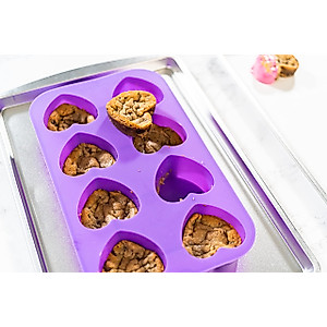 Bakerpan Silicone Heart Mold for Baking, Mini Cake Heart Pan, Valentine's Day Silicone Mold, Heart Muffin Baking Tray, 2 1/4 Inch Hearts, Heart Silicone Mold - 8 Cavities