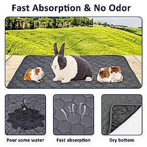 Fhiny 2 PCS Guinea Pig Cage Liner, Washable Guinea Pig Bedding Reusable Small Animal Pee Pads Waterproof Bedding Liners for Rabbit Ferret Chinchilla Kitten Puppy (Medium - 27.5'' x 19.6'' - 2 Pack)