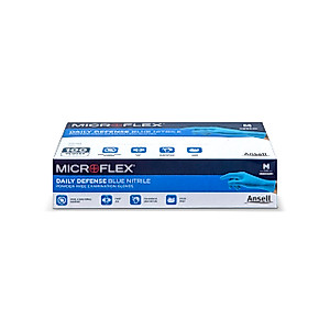 MICROFLEX 10-733 Daily Defense Disposable Rubber Gloves for Cleaning, Food Prep, First Aid - Small, Blue (Case of 1000)