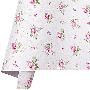 SimpleLife4U Pink Rose Furniture Protect Paper Removable Shelf Liner for Kitchen Cabinet Dresser Drawer Covering