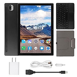 HEEPDD 10.1 Inch Tablet Keyboard 2 in 1 Tablet PC 5G WiFi 100-240V Octa Core CPU 128GB Expandable 4G LTE for Work (US Plug)