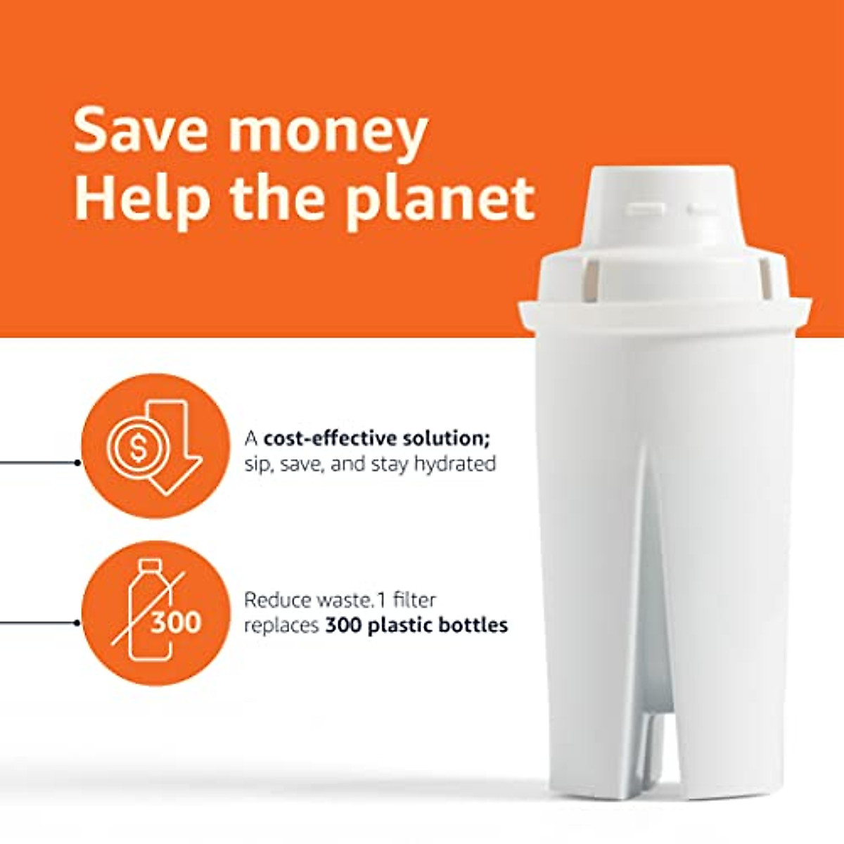 Amazon Basics Replacement Water Filters for Water Pitchers, Compatible with Brita - 3-Pack