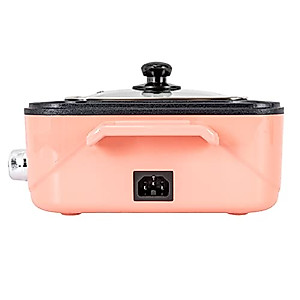 TFCFL Electric Grill and Hot Pot, 2 in 1 Non-Stick Barbecue Hot Pot Grill with Dual Temp Control, 1200-1500W, 2L, Mini Smokeless Korean BBQ/Shabu (Pink)