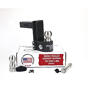 Weigh Safe Adjustable Trailer Hitch Ball Mount - 6" Drop Hitch for 2" Receiver w/ 2 pc Keyed Alike Lock Set, Premium Steel Trailer Tow Hitch w/Built in Weight Scale for Anti Sway, 15,000 lbs GTW
