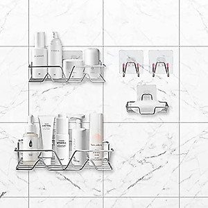 CGBE Shower Caddy, Shower Shelves With Soap Dish Holder Adhesive Hooks, Rust Free Shower Organizer Shower Rack Shampoo Holder Wall Mount For Bathroom Kitchen Storage (5 Packs)