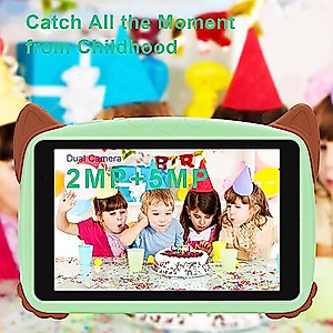 8 Inch Kids Tablets, Toddler Baby Android 12 Dual Cameras 32GB ROM 32GB Expandable Kids Edition Learning WiFi Children Tablets