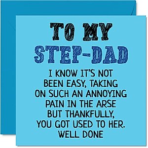 Step Dad Papa Birthday Card - Well Done - Funny Novelty Happy Birthday Father's Day Card from Step-Son Daughter, 5.7 x 5.7 Inch Beautiful Birthday Greeting Cards for Step Father Dad Pops Papa Daddy