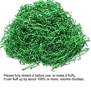 Mefleet 1 LB Crinkle Cut Paper Shred Filler Green Crinkle Paper Shredded Paper for Gift Box - Gift Basket Filler - Gift Box Stuffing for Christmas Xmas Holiday Packaging Wrapping