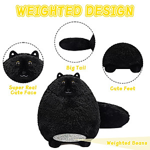LMTGLDT Black Cat Weighted Stuffed Animals,14in Weighted Stuffed Animals for Kids, Black Cat Plush Pillow, Black Cat Plush Pillows Doll Decoration Birthdays Gift for Kids Girls Boys