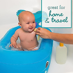 Infantino Whale Bubble Inflatable Baby Bath Tub and 10-Piece Ball Set, Inflated size: 30 in x 18 in (76.2 cm x 45.7 cm), 6-24 Months, Blue