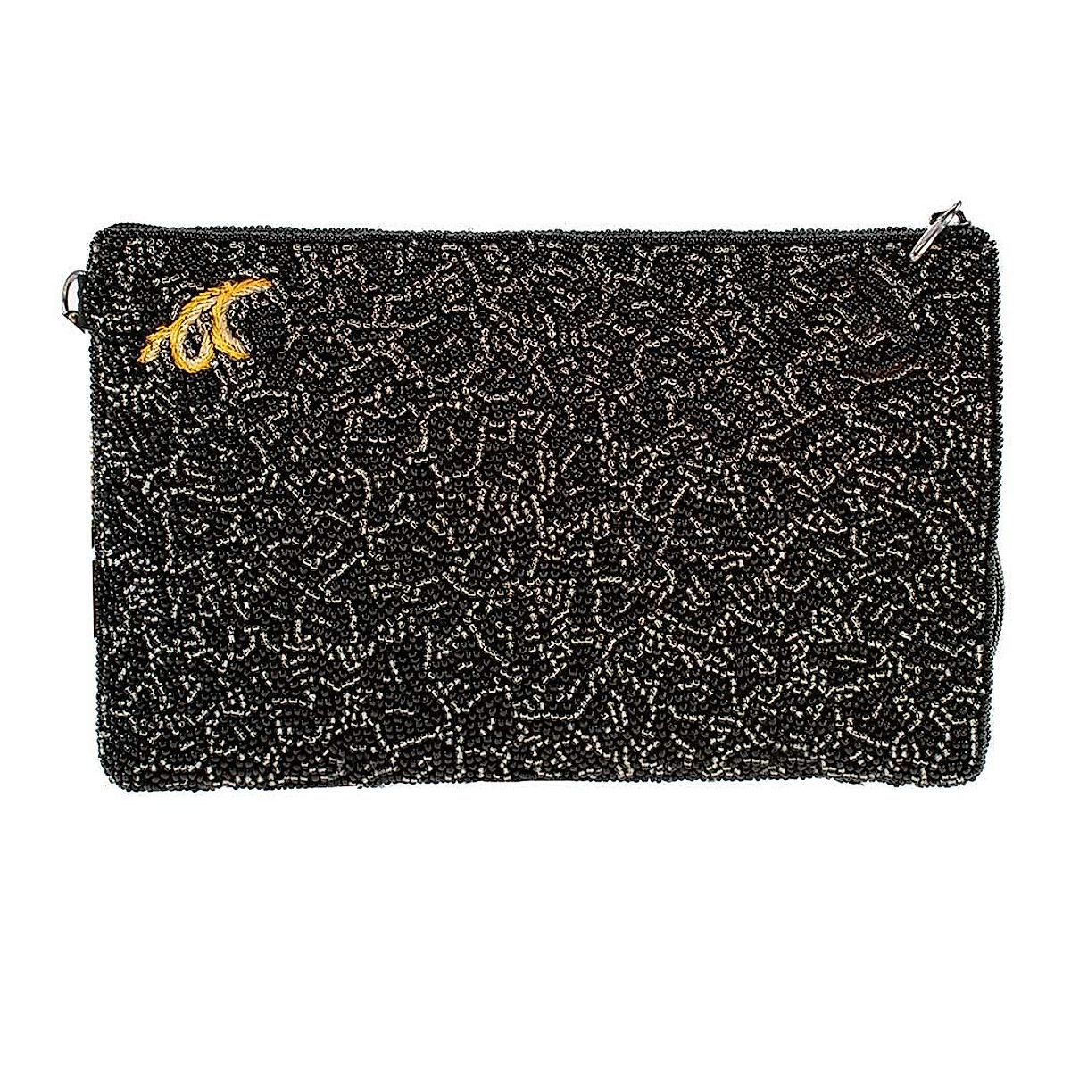 Mary Frances After Hours, Beaded Botanical Cocktails Crossbody Phone Bag, Black