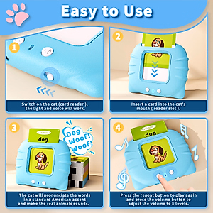 Aullsaty Toddler Toys Talking Flash Cards for 1 2 3 4 5 6 Year Old Boys and Girls, Autism Sensory Toys for Autistic Children, Learning Educational Montessori Speech Therapy 248 Sight Words Kids Gifts