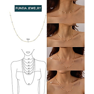 FUNEIA Dainty Pearl Necklace for Women Girls 14K Gold Plated Faux Pearl Choker Necklaces Trendy White Silver Small Pearl Necklace Strand Wedding Prom Bridal Pearls Jewelry 14/16/18/20 Inches