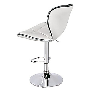 Leopard Shell Back Adjustable Swivel Bar Stools, PU Leather Padded with Back, Set of 2 (White)