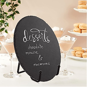 ZOFORTY 3Pcs Round Slate Cheese Board 12 x 12 Inch Black Slate Charcuterie Board with Chalks, Slate Stone Serving Platter for Cheese, Meat, Sushi, Appetizers