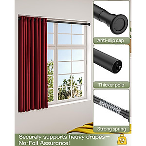 ALLZONE Heavy Duty Tension Shower Curtain Rod 42-83 Inches for Bathroom, Window, Non-Slip, Adjustable with Strong Spring Pole for Closet, Doorway, No Rust, No Drilling, Black