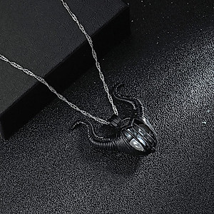 SUU Villain Jewelry Maleficent Necklace Women Girls Locket Necklace Maleficent Horn Pearl Cage Pendant Black Necklace Villain Gift