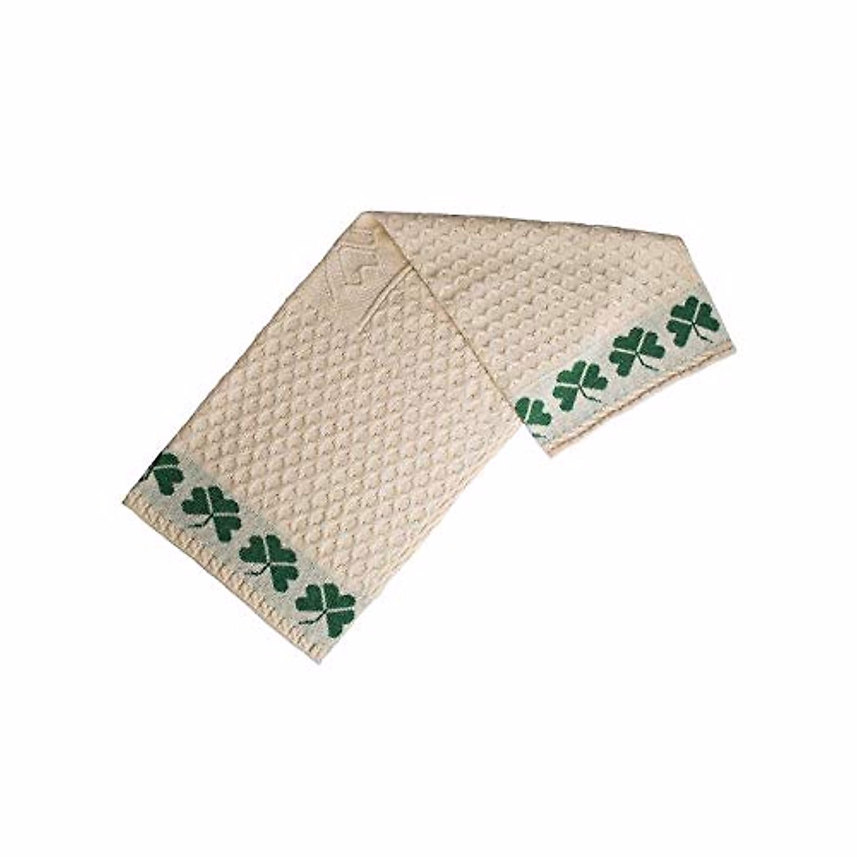 SAOL 100% Merino Wool Shamrock Aran Throw Irish Blanket Cable Honeycomb Knit 58" x 40" (147 x 102 cm)