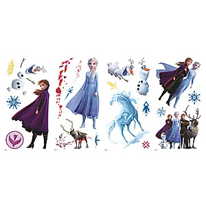 RoomMates RMK4075SCS Frozen II Peel and Stick Wall Decals, 1.86" x 1.87" x 7.12" x 12.72 ", blue. white, purple