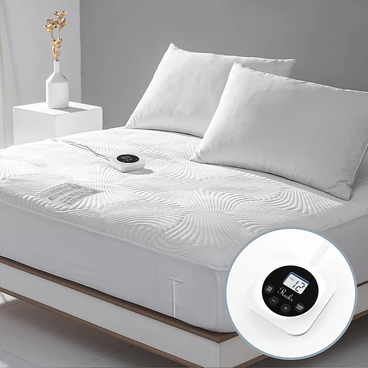 Full Size Electric Heated Mattress Pad 10 Heat Settings Single Control with Memory Timer for 1-12 Hours Auto Off, Lighted Button