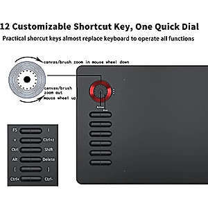 VEIKK A15Pro Graphics Drawing Tablet 10 x 6 Inch Digital Pen Tablet with 12 Shortcut Keys -1 Quick Dial and Battery-Free Passive Stylus,Supports Tilt Function,for Mac/Chrome/Windows/Linux/Android OS