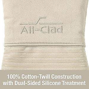 All-Clad Premium Silicone Oven Mitt: Heat Resistant to 500 Degrees - 100% Cotton & Silicone, 14"x7" Pot Holder for Kitchen and Barbeque, (1-Pack), Almond