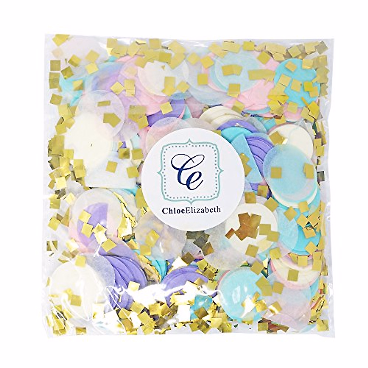 Premium 1-inch Round Tissue Paper Party Table Confetti - 50 Grams (Unicorn Pastel, Gold Mylar Flakes)