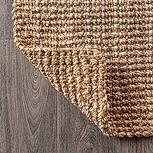 JONATHAN Y NRF102A-5 Pata Hand Woven Chunky Jute Indoor Area Rug Bohemian Farmhouse Easy-Cleaning Bedroom Kitchen Living Room Non Shedding, 5 ft x 8 ft, Natural Color