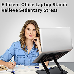 Laptop Stand , Ergonomic Laptop Stand for Desk Adjustable Height, Portable Laptop Riser Holds Up Compatible with MacBook More Laptops 10- 15.6 inches - Black