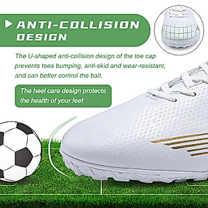 Indoor Soccer Shoes Mens Soccer Cleats Women Turf Soccer Shoes Men Zapatos de Futbol para Hombres Football Cleats Women Tacos de Futbol para Hombre Tacos de Futbol Youth Futsal Shoes TF White
