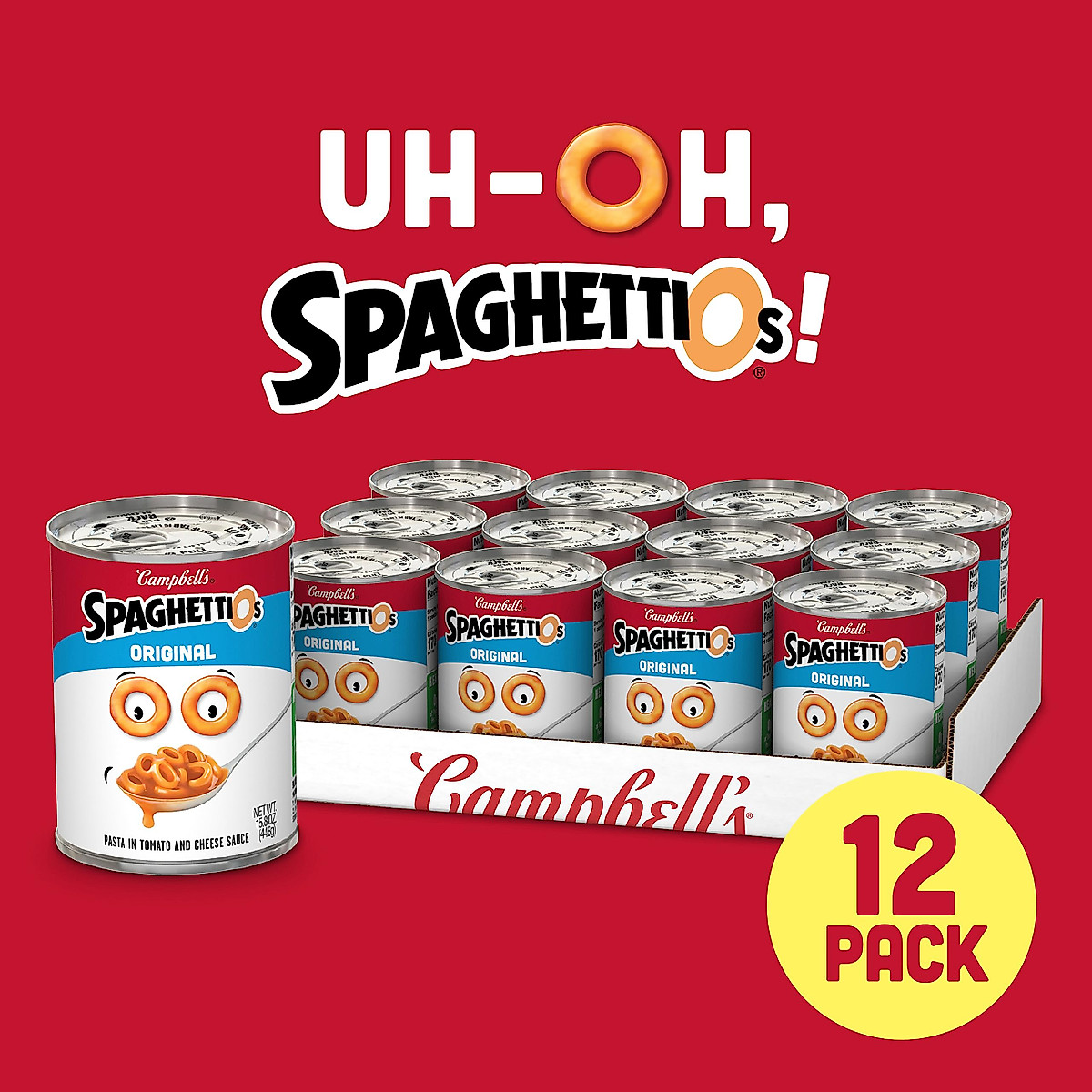 SpaghettiOs Original A to Z's Canned Pasta, Healthy Snack for Kids and Adults, 15.8 OZ Can (Pack of 12)