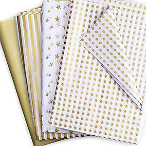 MR FIVE 60 Sheets Gold Tissue Paper Gift Wrap Bulk,20" x 28",Tissue Paper for Gift Bags,DIY and Craft,Wrapping Paper for Graduation,Birthday,Holiday Party Decoration