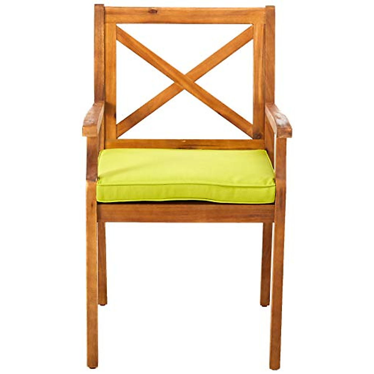 Christopher Knight Home Peter | Outdoor Acacia Wood Dining Chair Set of 2, Teak/Green Cushion