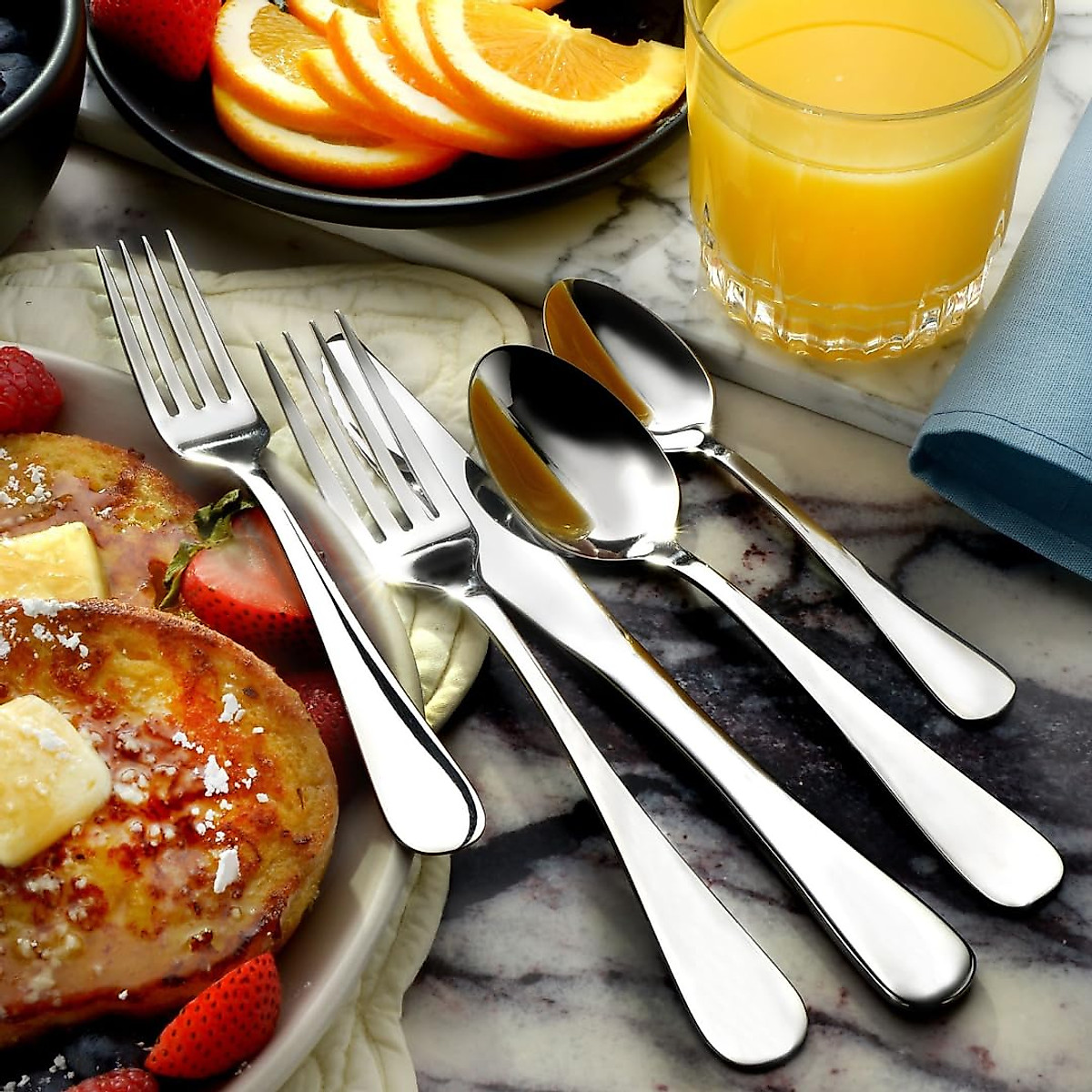 Liberty Tabletop Annapolis 43 Piece Flatware Set Service for 8 Includes 3pc Serving Set Mirror (Bright) Finish MADE IN USA