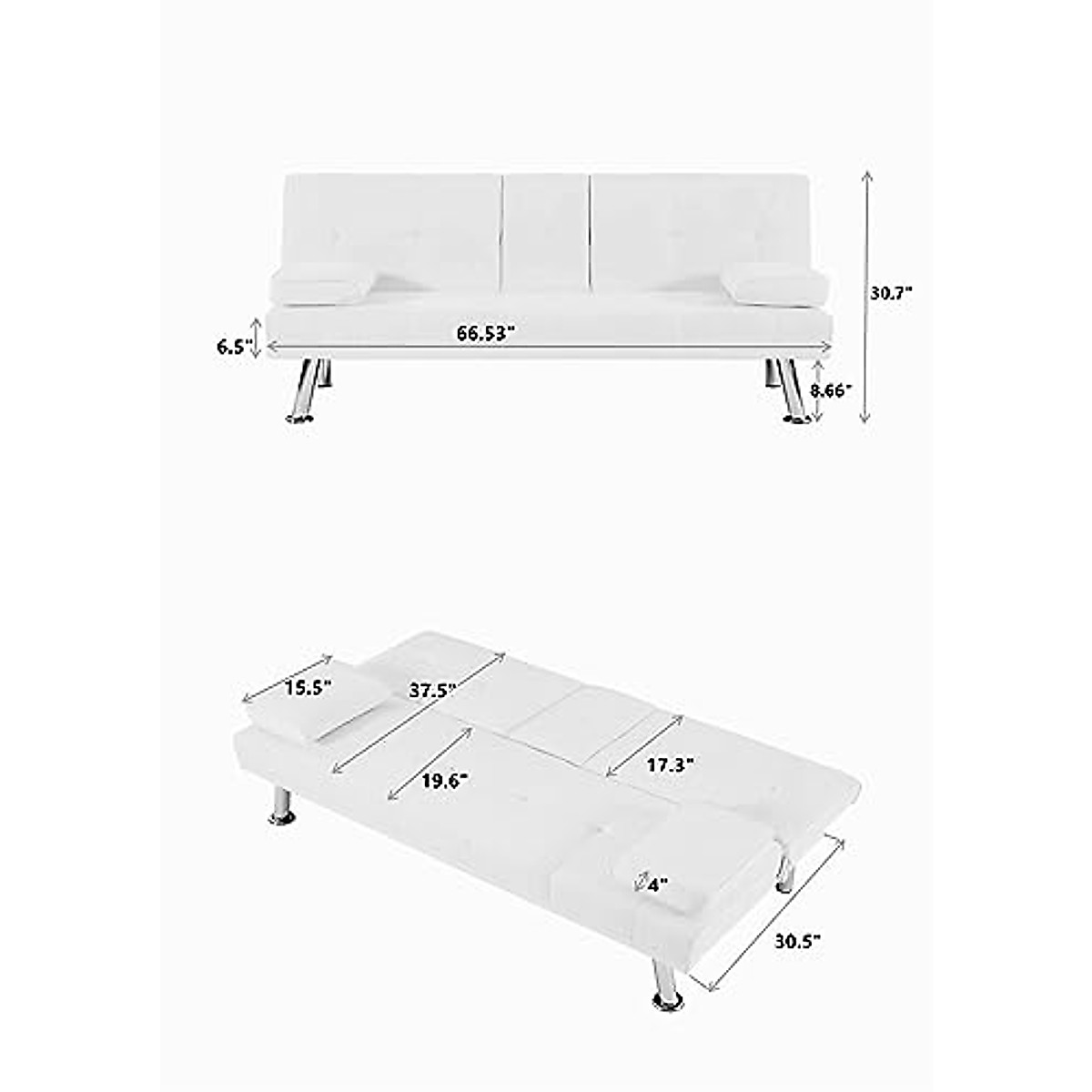 Eafurn Modular Sectional Sets Convertible Sofa Bed, Adjustable Modern Futon Couch-Breathable Fabric Folding Lounge Loveseat Reversible Daybed Easy to Clean-Ideal for Bedroom, 68", Green Velvet